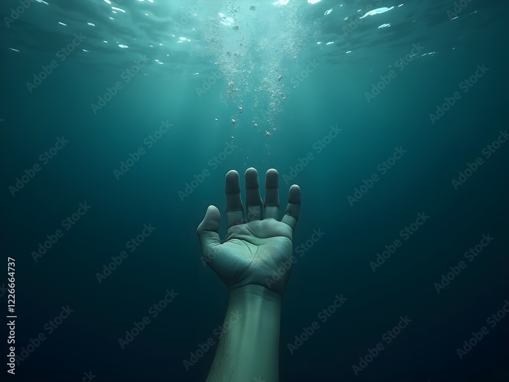 Despair drowning hand underwater danger help accident on urgency sos ...