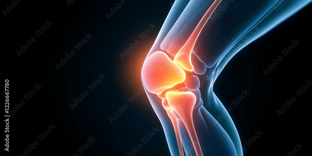 A detailed illustration of a human knee joint, highlighting its ...