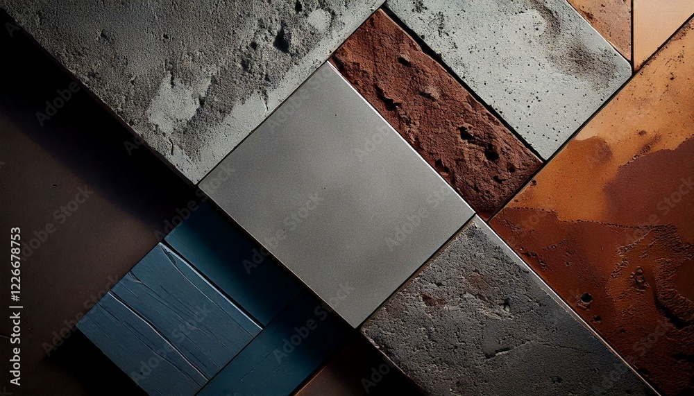 geometric concrete design mood board with concrete tiles color palette ...