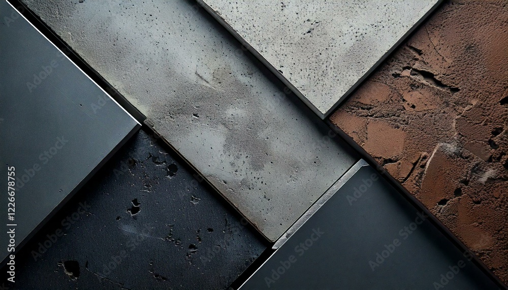 geometric concrete design mood board with concrete tiles color palette ...