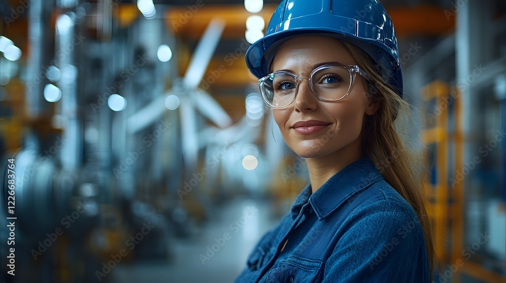 Engineers planning renewable energy projects in a clean office environment with wind turbine ...
