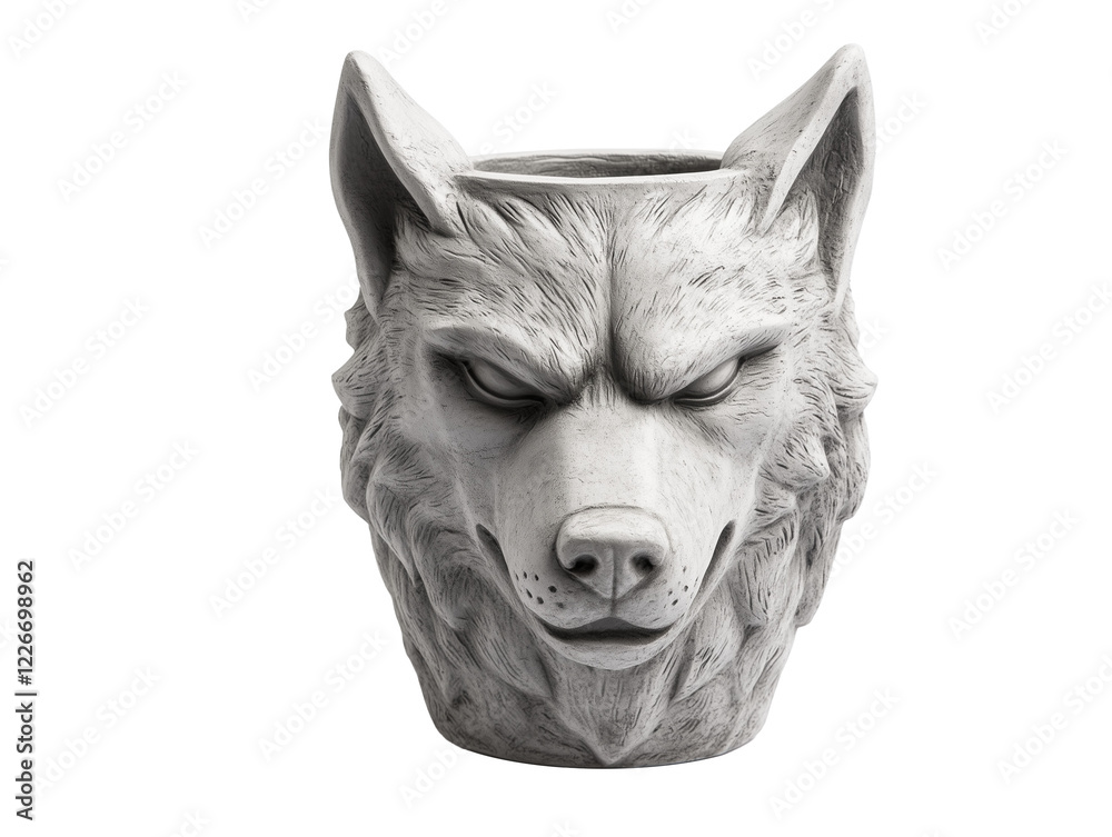 An empty wolf head planter mug, isolated, transparent background, png ...