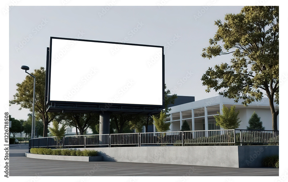 Blank white big mockup advertising sign on store, shop, shopping mall ...