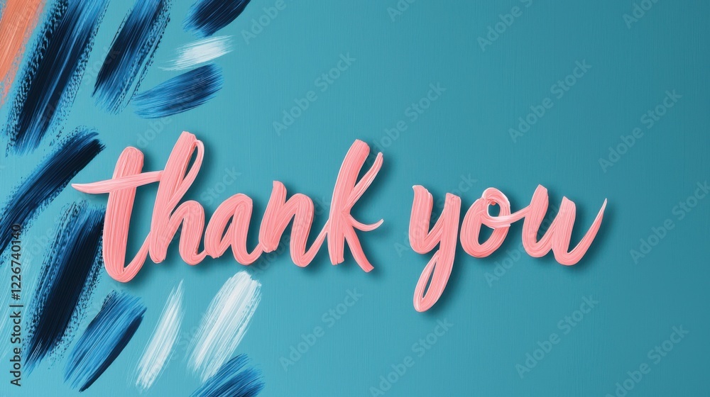 Artistic thank you card design with abstract blue brush strokes Stock ...