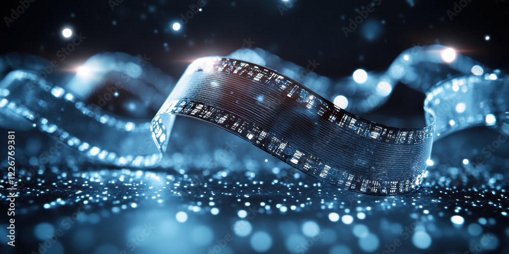 Poster of film negative on gold background with double exposure ...