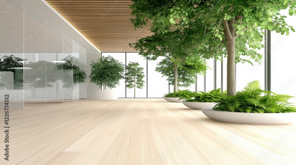 Office Intelligent Workspace Innovation Green office space with natural ...