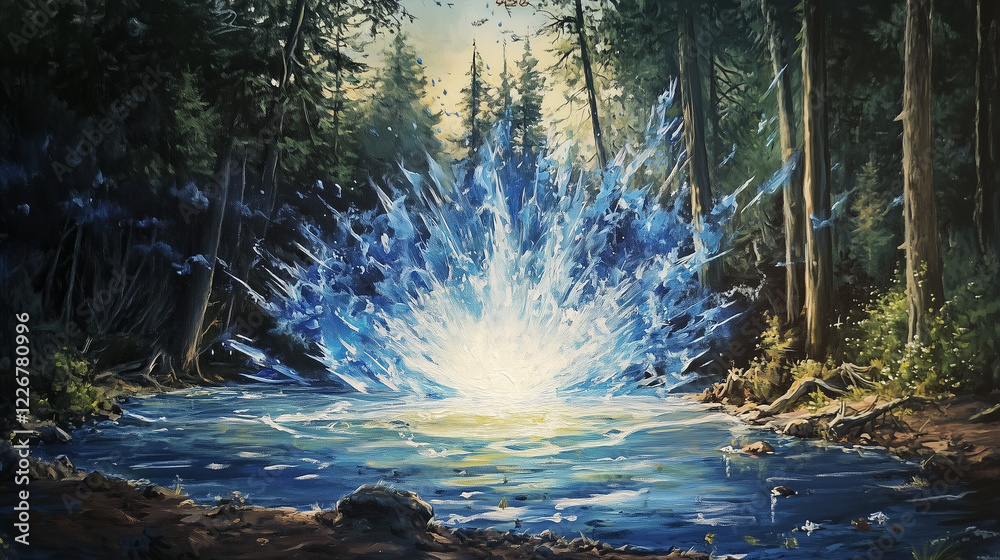 Dungeons and dragons style oil painting of a font of wild magic ...
