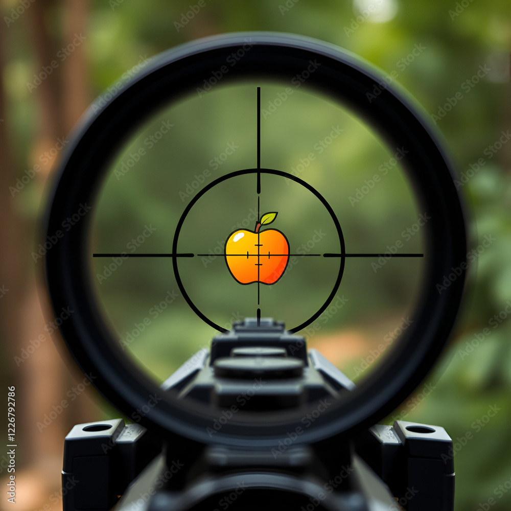 Sights for a sniper rifle. Targets destination. Cursor, label, apple ...