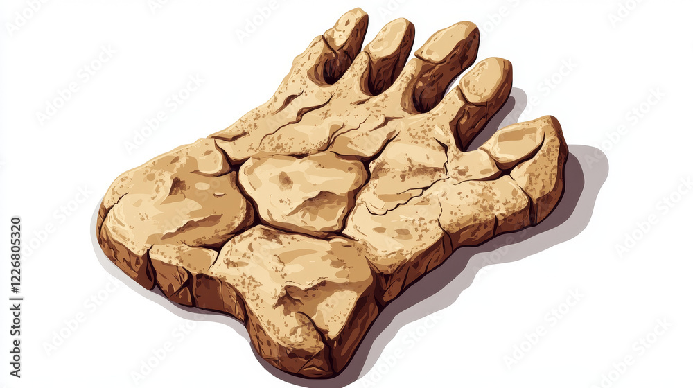 Ancient dinosaur footprint, brontosaurus fossil. Isolated vector dino ...