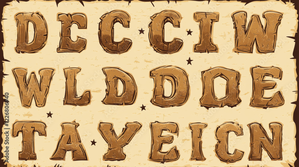 Stock-Illustration „Wild West Western alphabet font vector design ...
