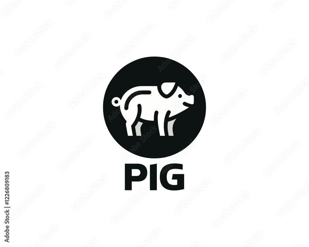 Pig silhouette logo design icon vector illustration. Black color pig ...