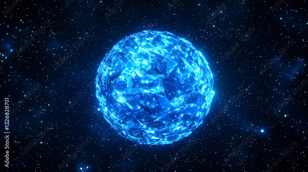 Earth globe with glitch effect, vector planet of solar system. Blue ...