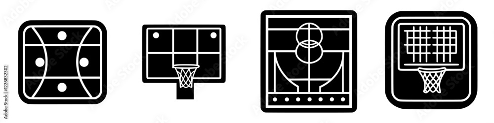 Various basketball court layouts highlighting different design elements ...