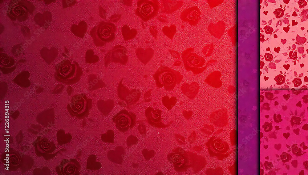Valentine's background, Red Floral and Heart Pattern with Roses ...