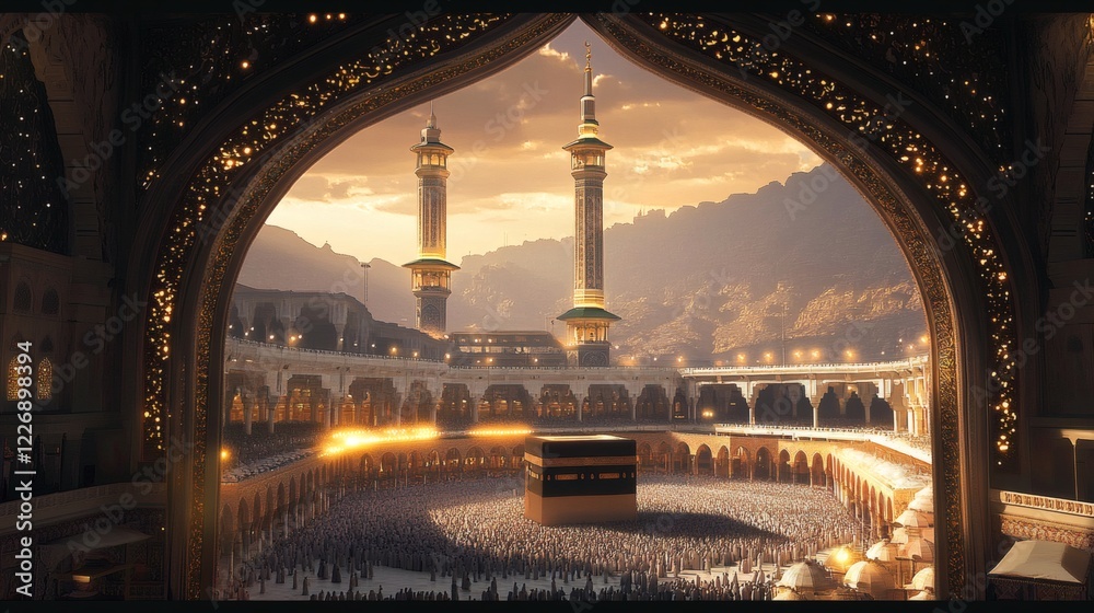 Majestic Sunset View of the Sacred Kaaba in Mecca's Grand Mosque Stock ...