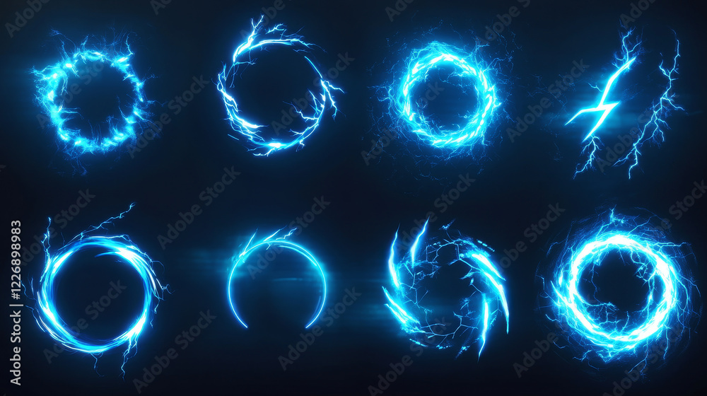 Cartoon lightning sprite animation effect, vector fx game ui. Thunder ...