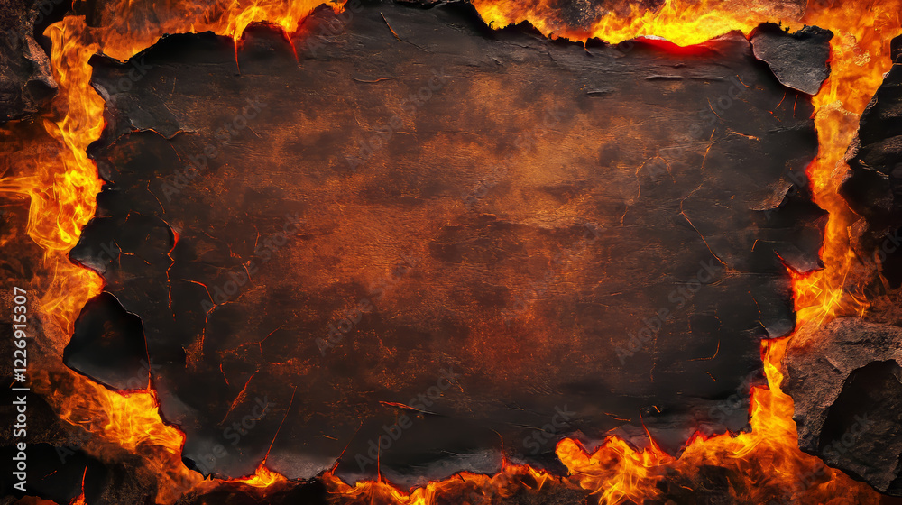 Paper burning edges with fire flames effect on transparent background ...