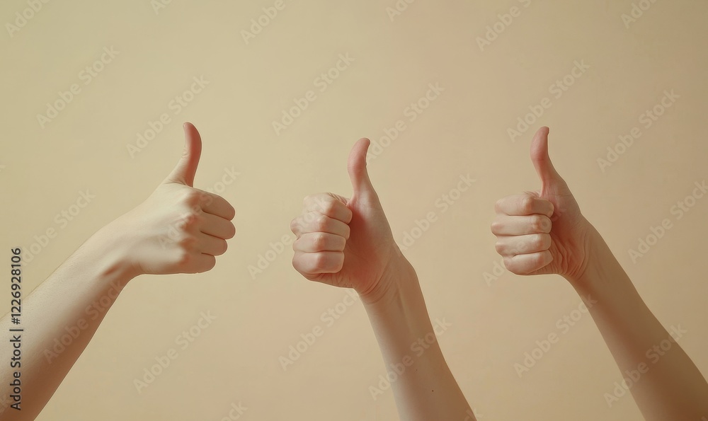 Three Hands Showing Thumbs Up Sign in Unity and Agreement, Support ...