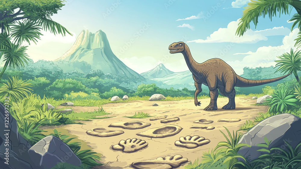 Dinosaur fossil bones in stones or dino skeleton imprints, cartoon ...