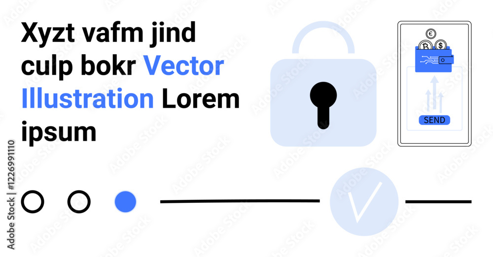 Digital security concept with lock symbol, mobile payment, and ...