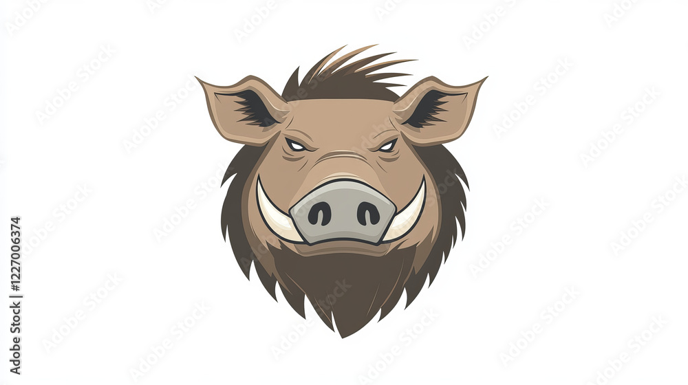 Warthog boar animal vector icon with head of wild pig or African ...