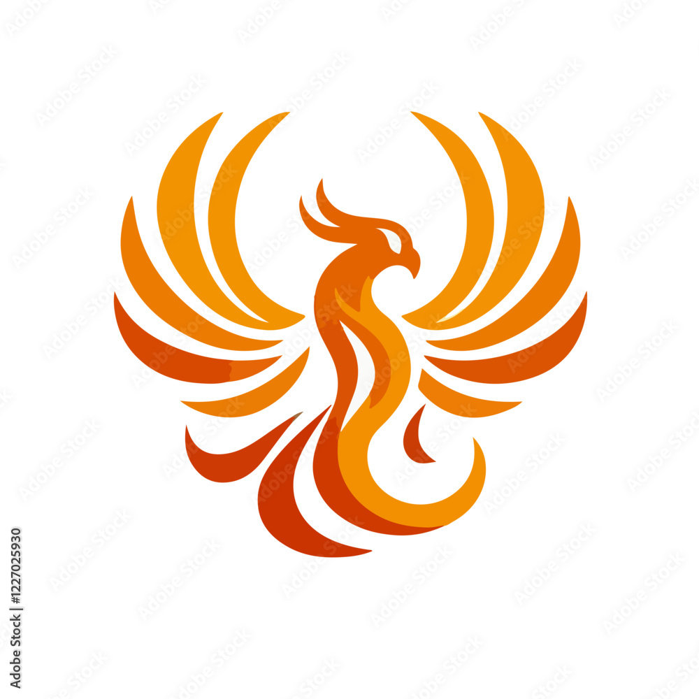 Phoenix in Flight: A fiery and symbolic phoenix rises with outstretched ...