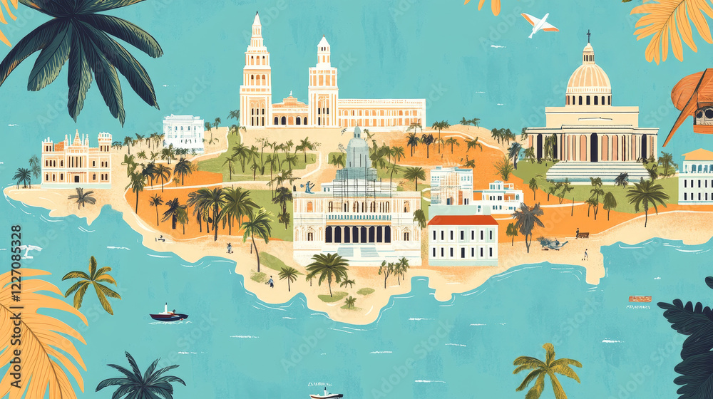 Pinar del Rio, Artemisa, Havana Cuban regions. Vector travel plates and ...