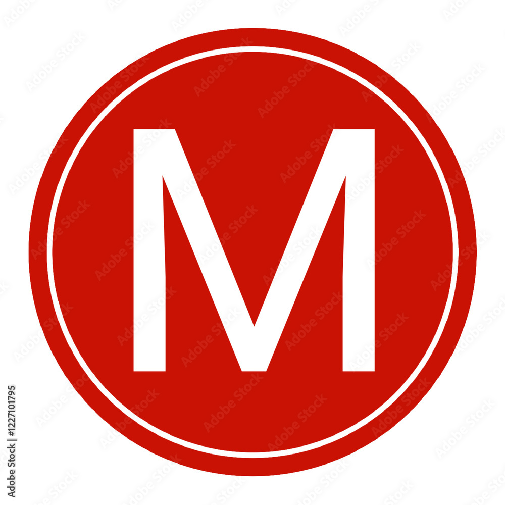 Letter M symbol element with red circle transparent background png ...