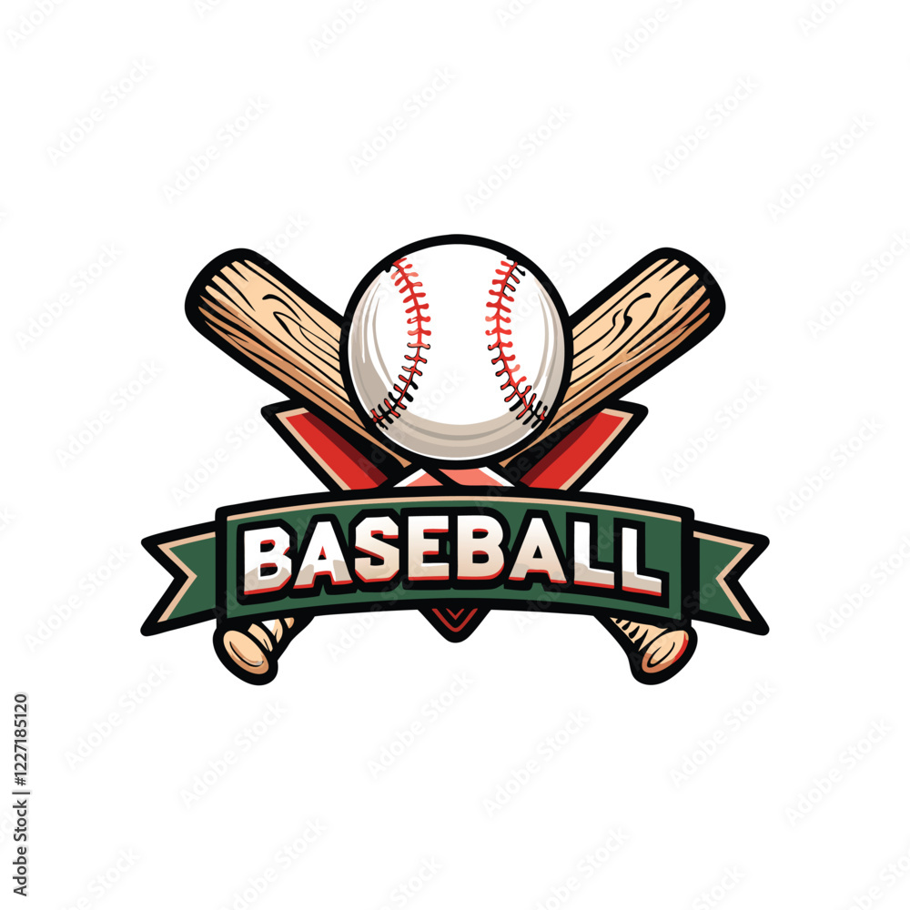 Design a retro-style baseball logo featuring a vibrant vintage bat and ...