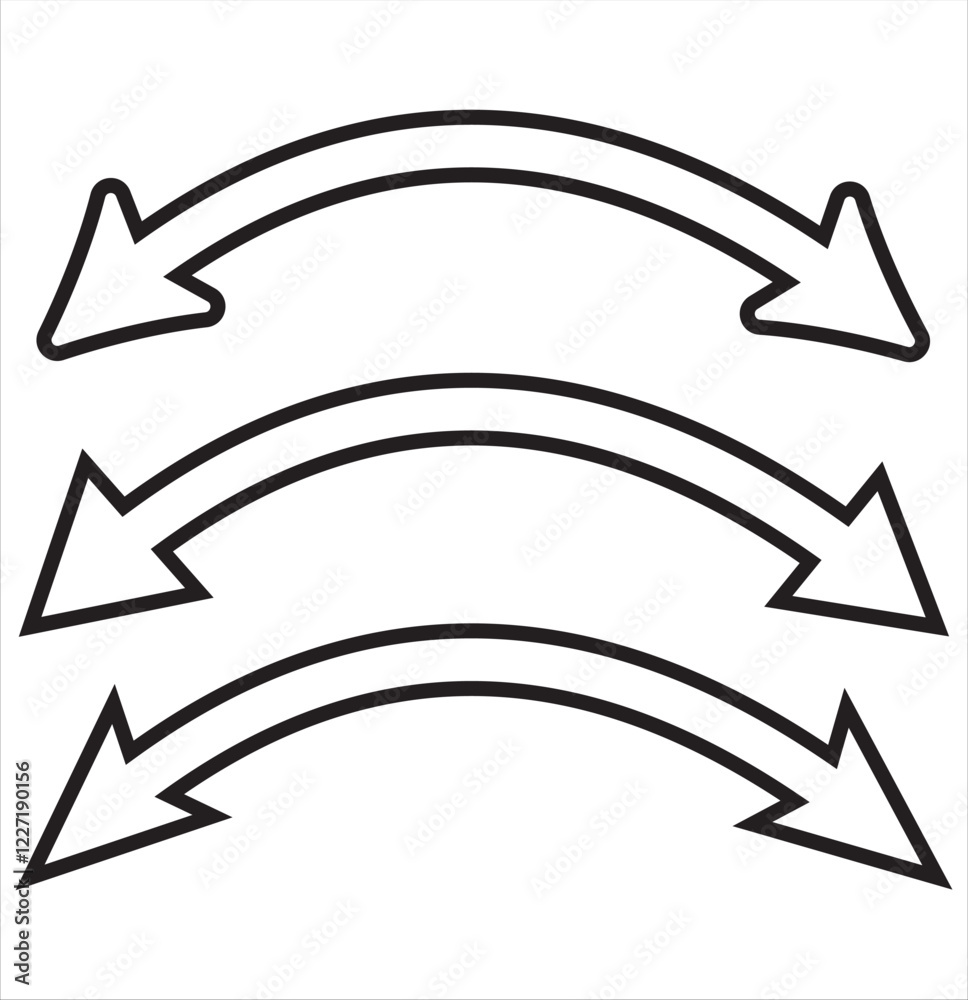 Dual arrow. Dual semi circle arrow. Vector illustration. Semicircular ...