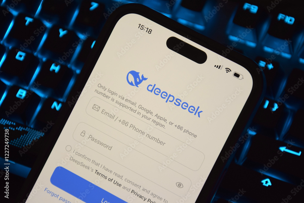 Deepseek Ai logo is displayed on smartphone. Stock Photo | Adobe Stock