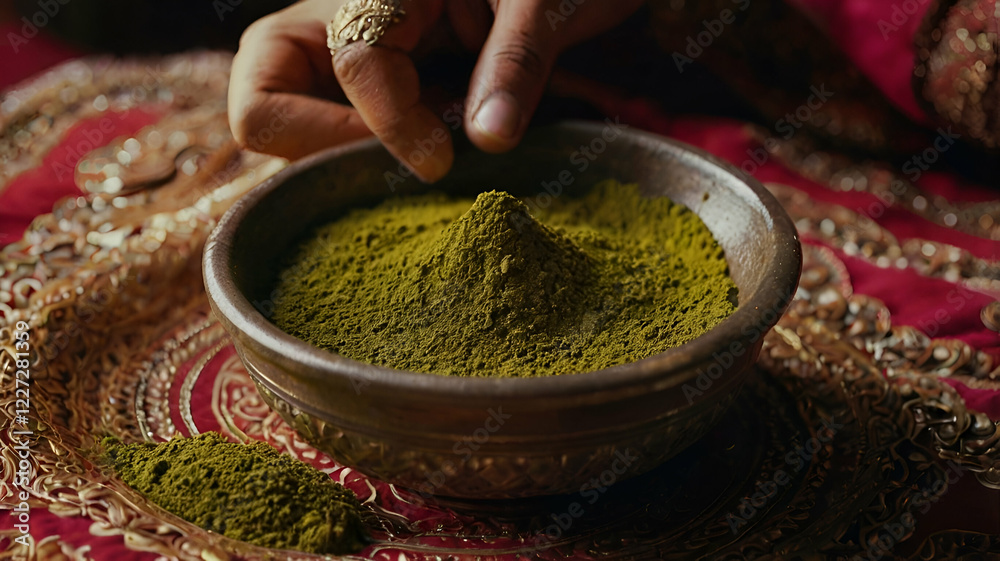 Henna Powder Dry henna powder in bowls, isolated on white hair colors ...