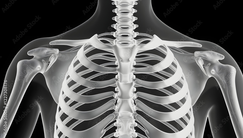 Sternum or breastbone and manubrium bones x-ray. Osteology of the human ...