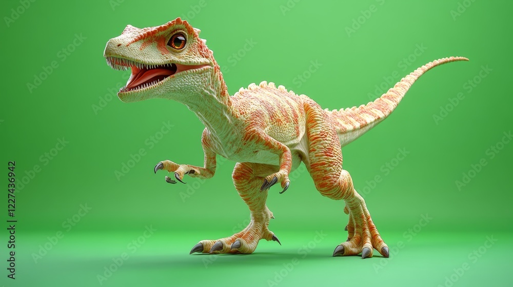 Full-body hyper-detailed rendering of a Dilophosaurus on a completely ...