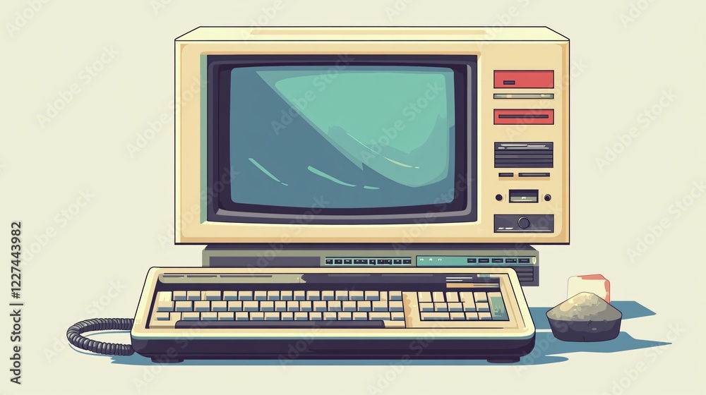 Vintage Computer System with Keyboard, Monitor, and CPU for Retro Tech ...