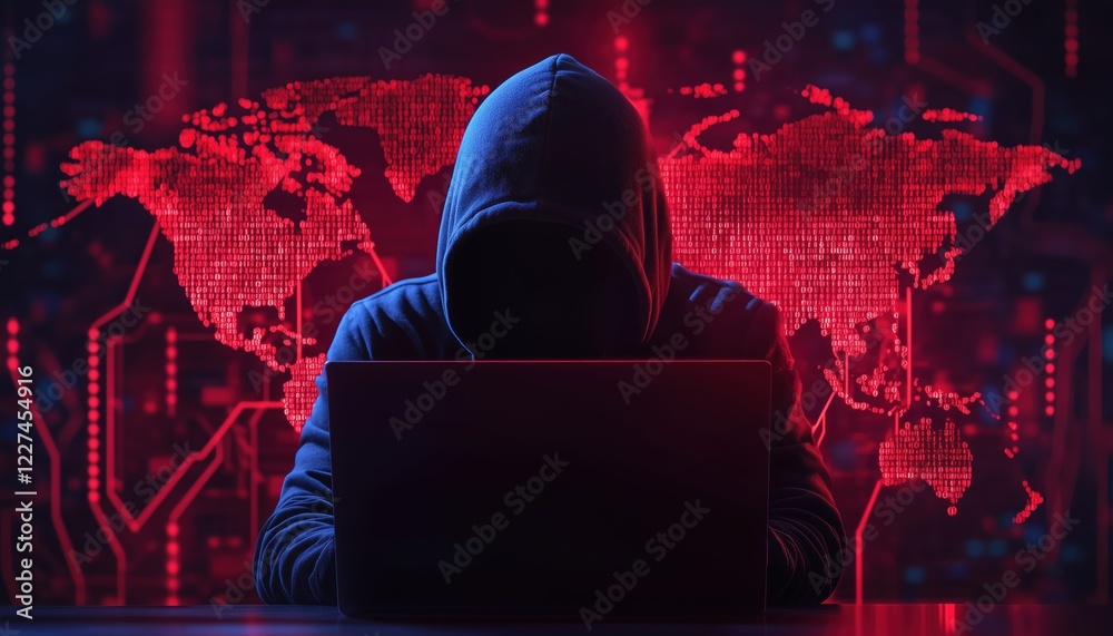 World Map Highlighting Global Hacker Attacks: Web Design Template For ...