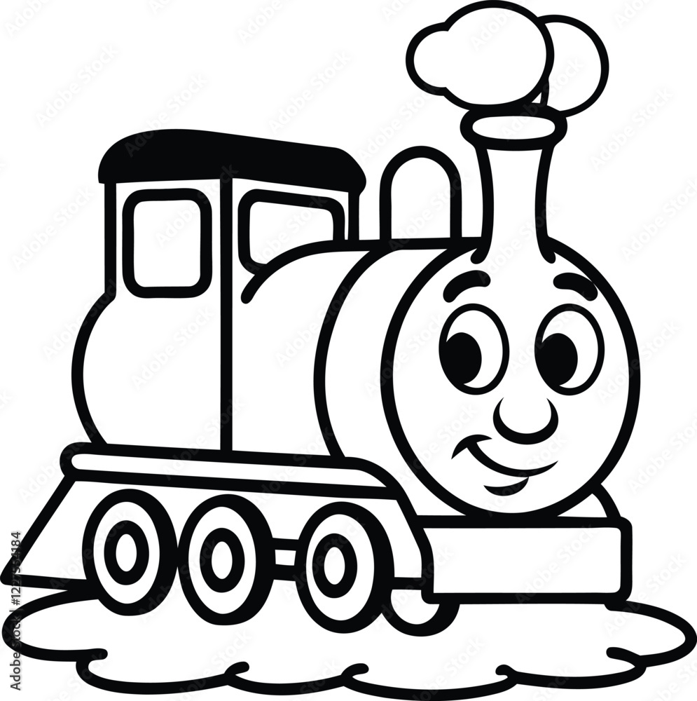 Cartoon train vector illustration, funny cartoon train silhouette, Cute ...
