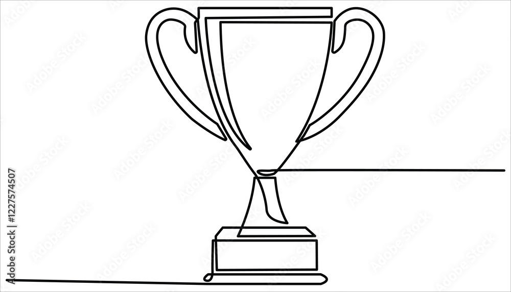 Winner trophy symbol. Continuous one line drawing of trophy cup ...
