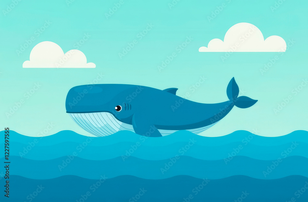 International Day The blue whale event banner. Blue whale on white ...