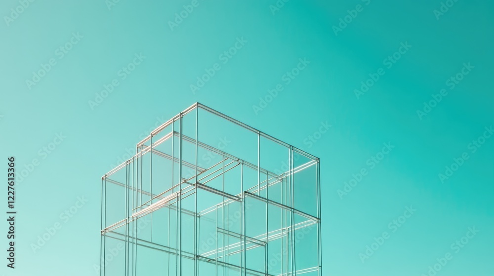 Modern architectural framework construction with a clear blue sky in ...
