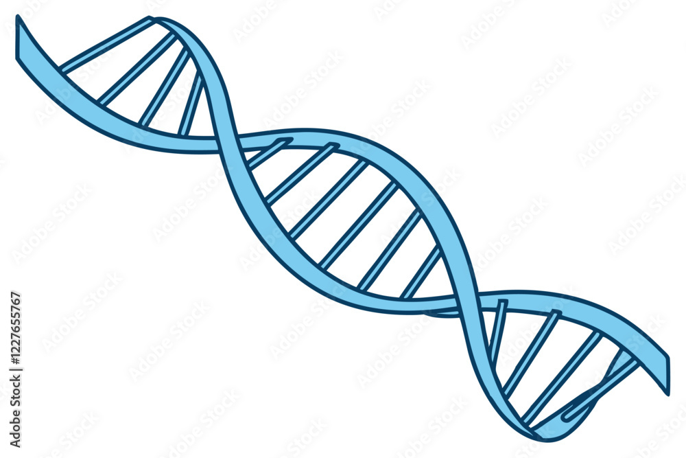 DNA helix, blue 3D model, genetic structure, scientific illustration ...