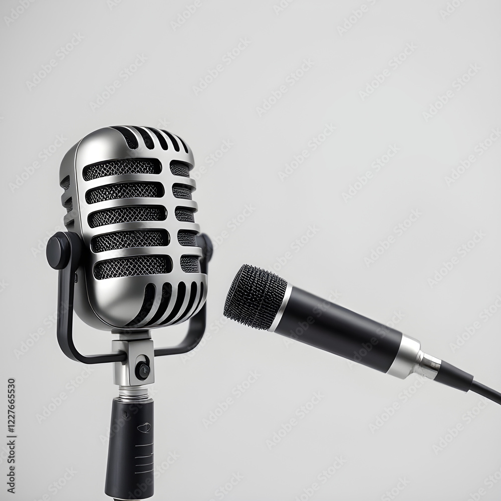 realistic microphone, 3D rendering, illustration, microphone, 3D ...