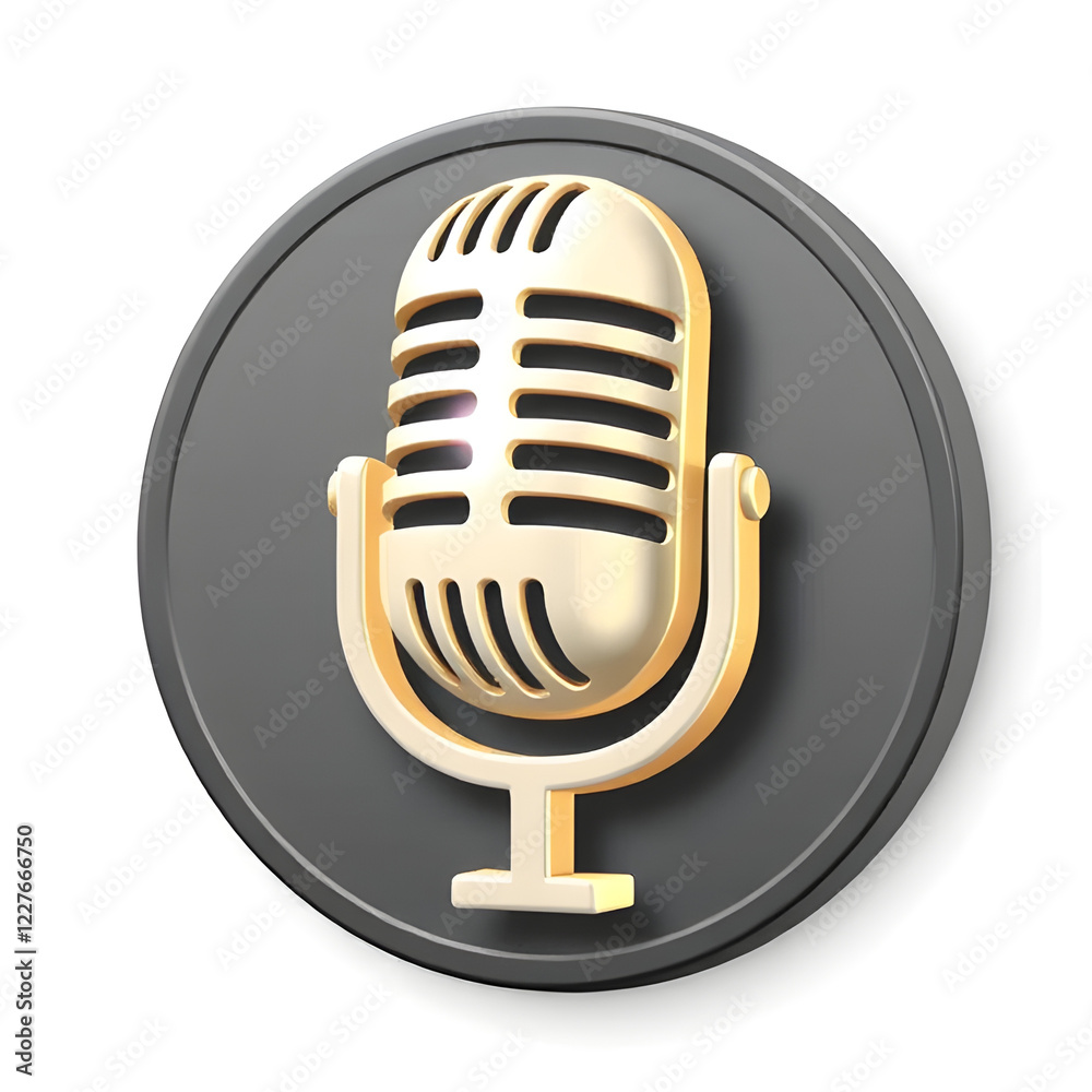 realistic microphone, 3D rendering, illustration, microphone, 3D ...