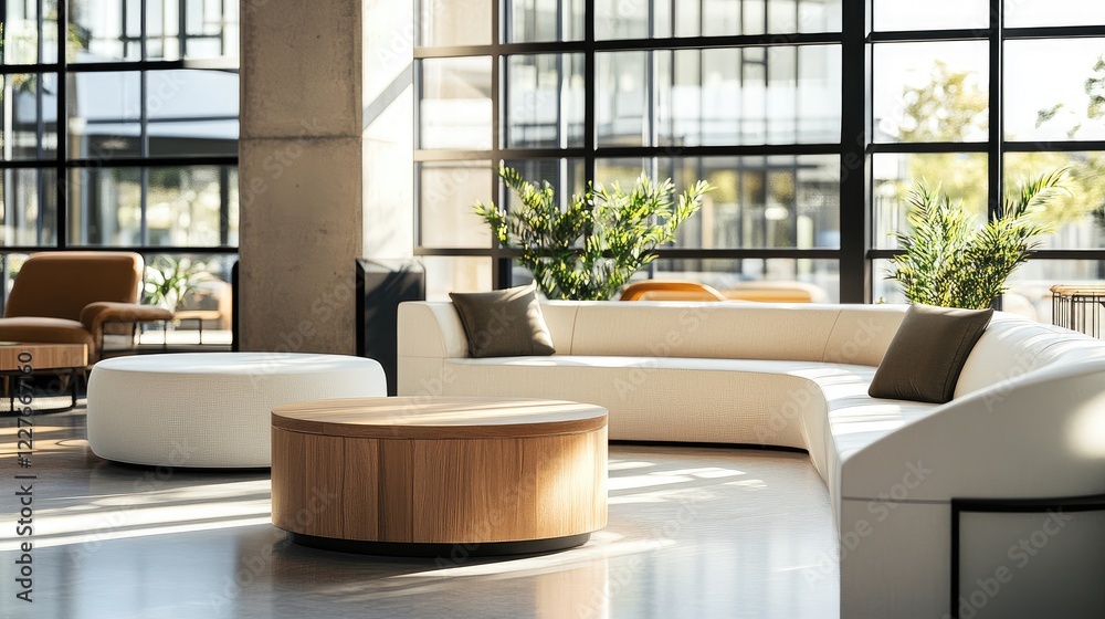 Stylish Modern Lounge Space with Comfortable Seating and Natural Light ...