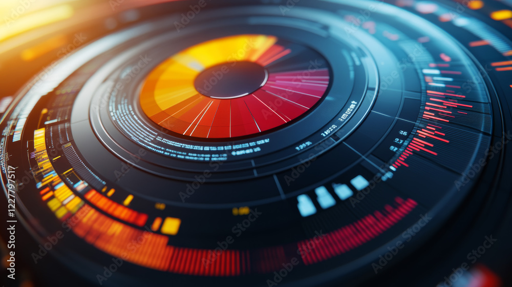 A vibrant, dynamic pie chart displayed on a sleek digital screen, with ...