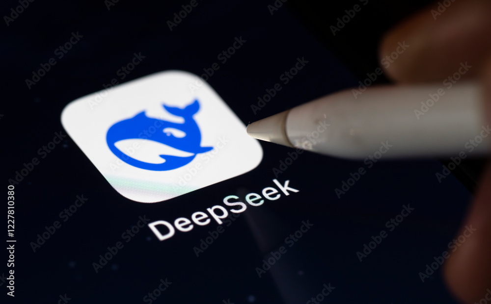In this photo illustration, the newly launched Chinese DeepSeek app ...