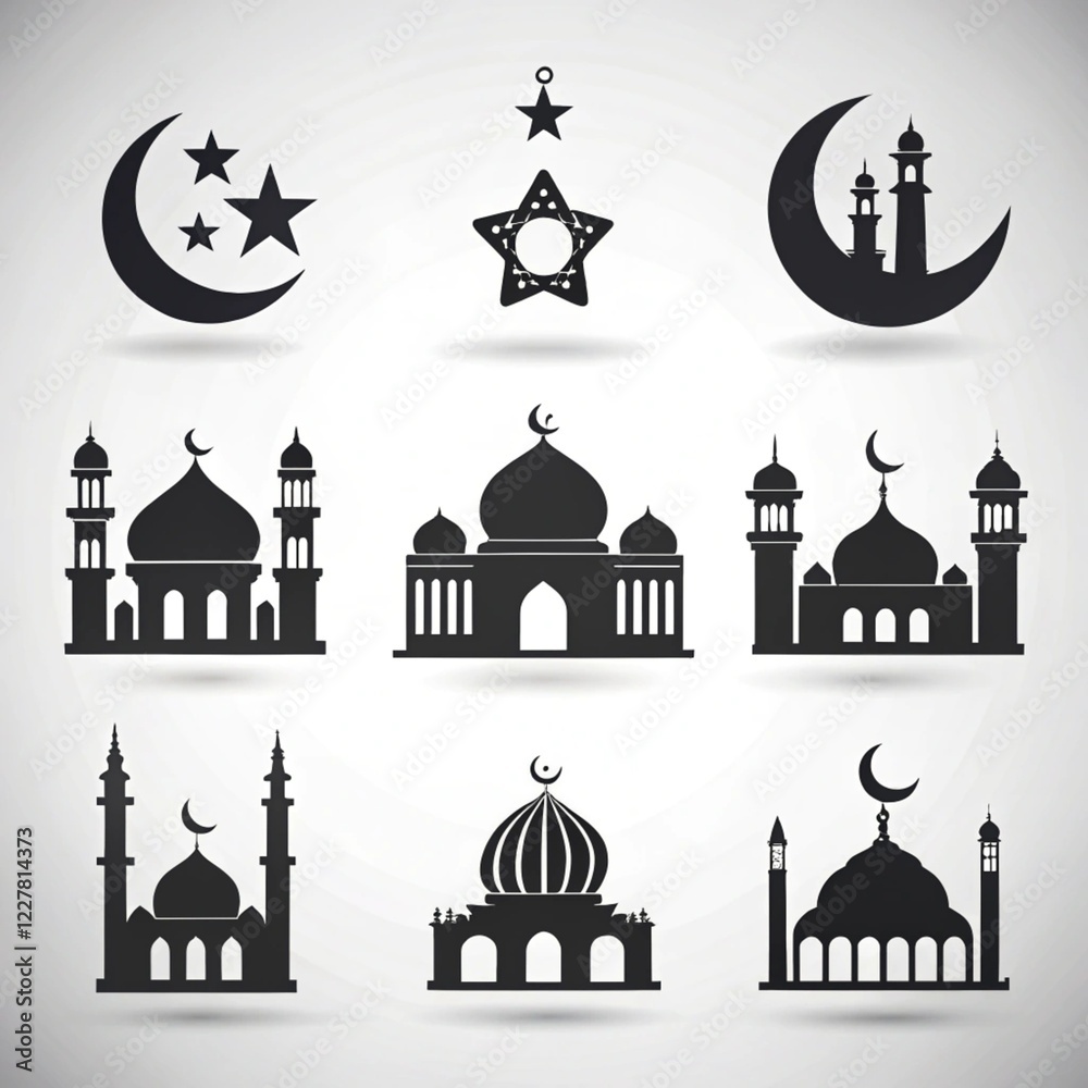 Eid ul Fitr Icon Set: Elegant and Minimalistic Icons for Celebrating ...