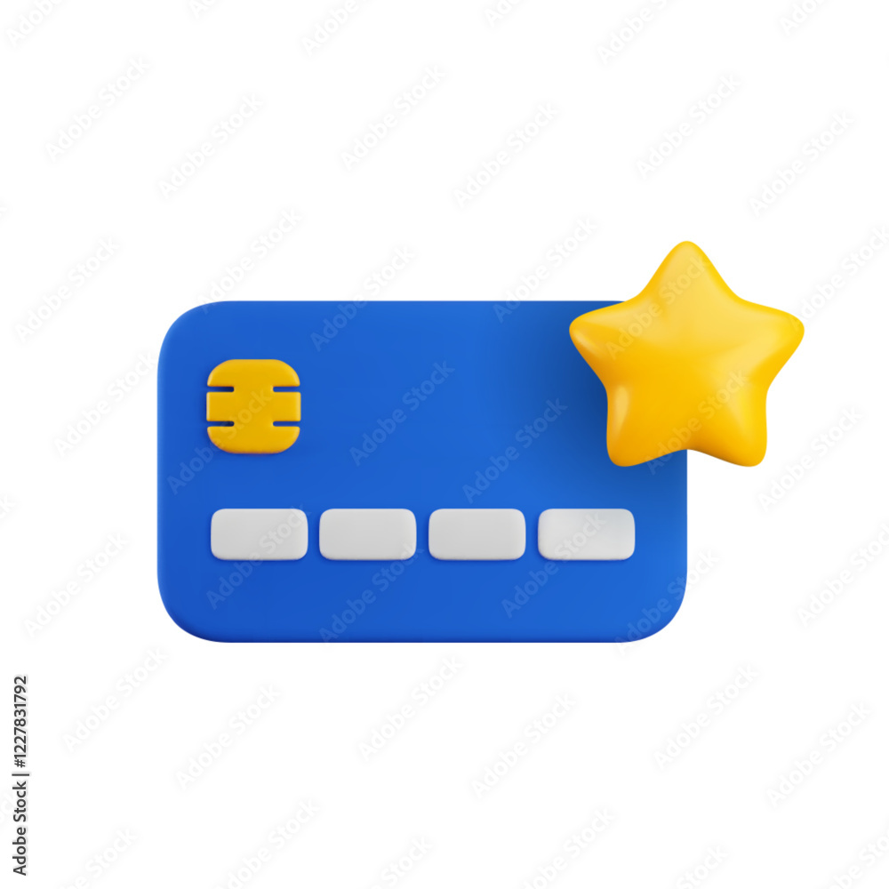 Vector cartoon 3d best credit card icon. Realistic 3d render of blue ...