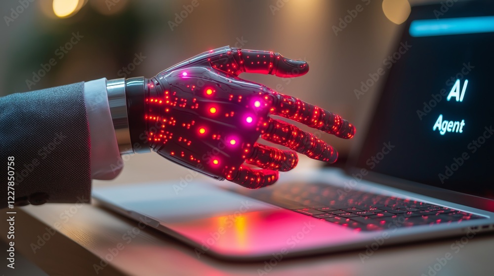 An autonomous robot AI agent gives a helping hand symbolizing agentic ...