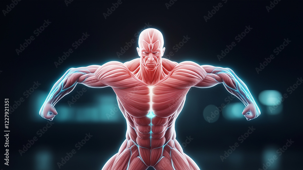 realistic human figure with well defined muscles showcases strength and ...